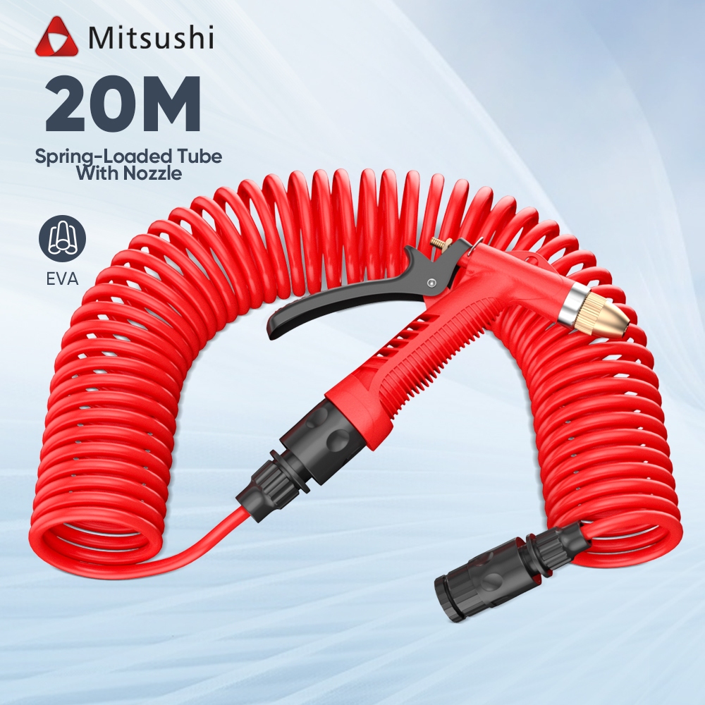 Mitsushi 7.5M/15M/20M Garden Telescopic Spring Hose High Pressure ...
