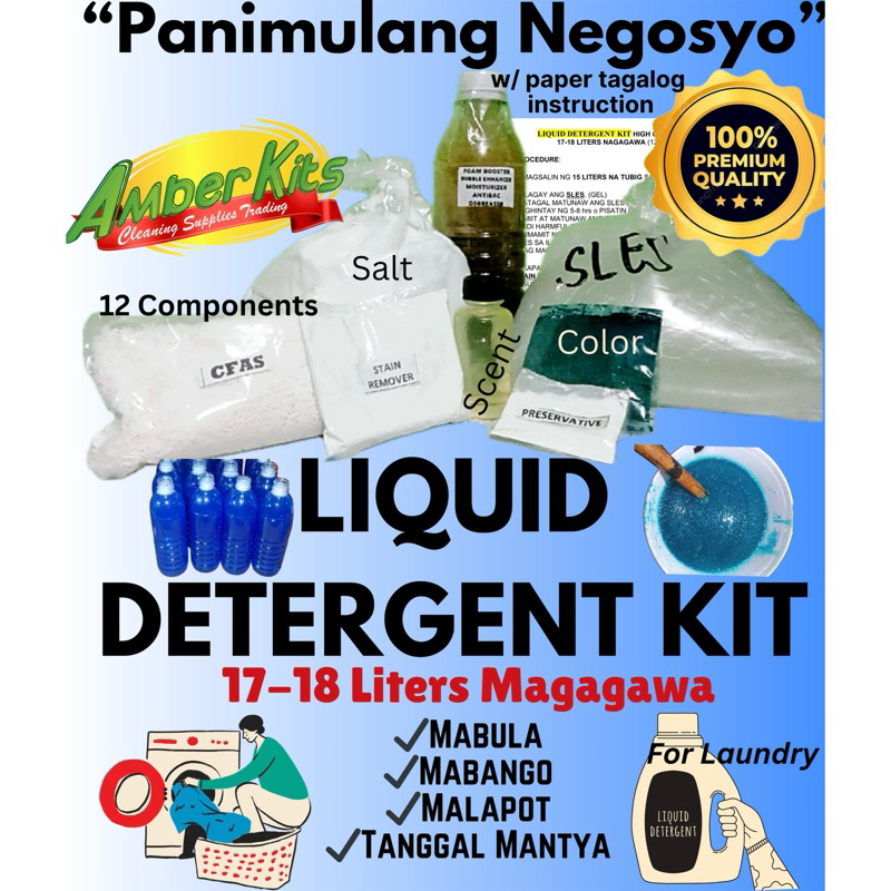 LIQUID DETERGENT KIT Diy can make 17-18L bottles Diy Laundry wise brite extreme Siksik Easy Mix ...