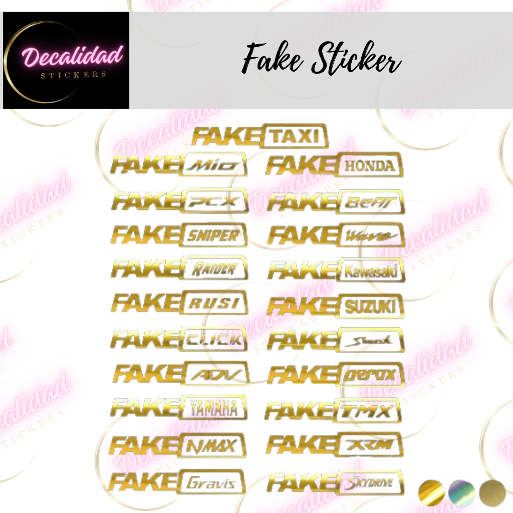 FAKE STICKER, FAKE TAXI Sticker Gold or Hologram Cut Out | Shopee ...