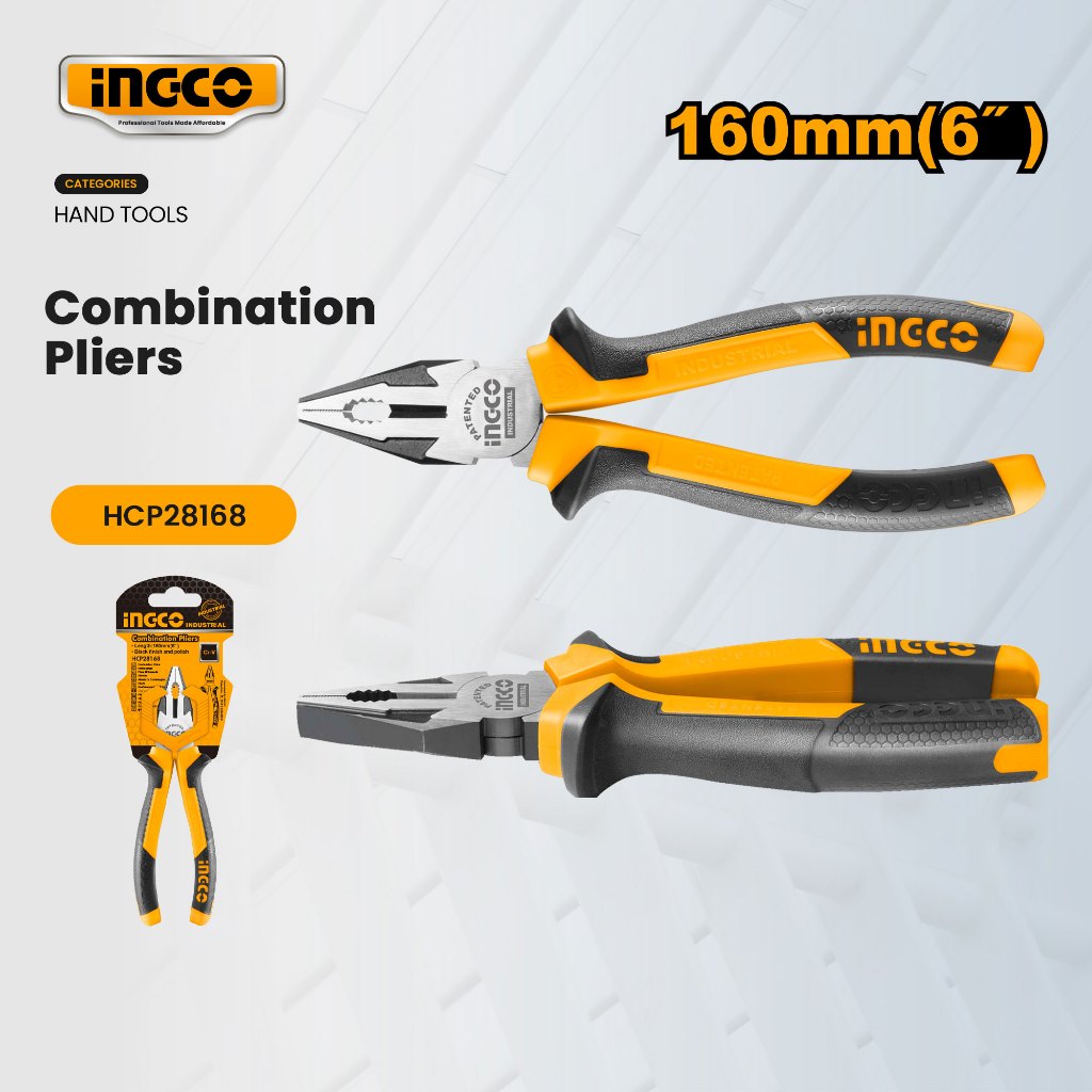 Ingco Industrial Combination Pliers 6" 160mm Cr-V TPR Two Handle ...