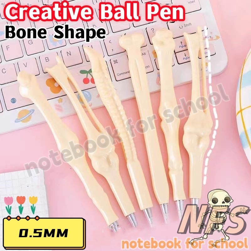 NFS 1PC Simulation Bone Shape Novelty Ballpoint Pens Student Ball Black ...