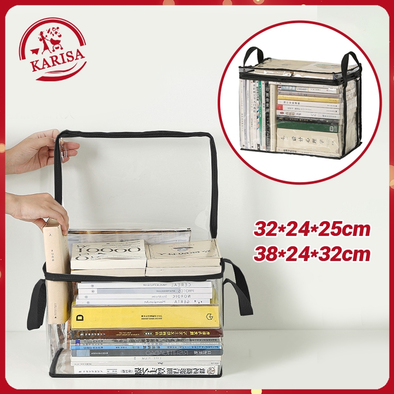 Stackable Book Storage Bag Transparent Collection Container With Zipper ...
