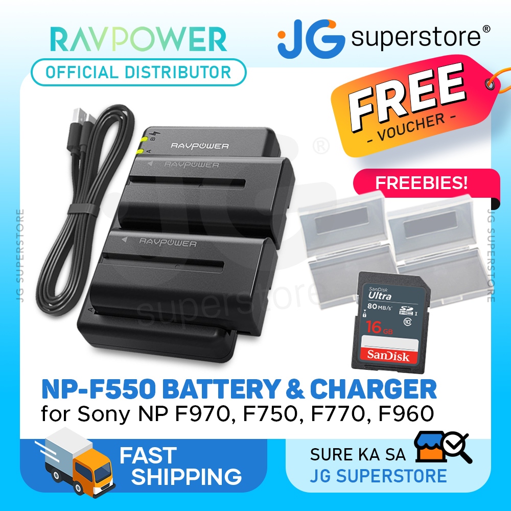 RAVPower (2-Pack) NP-F550 NPF550 Battery & Dual Charger for Sony NP-F ...