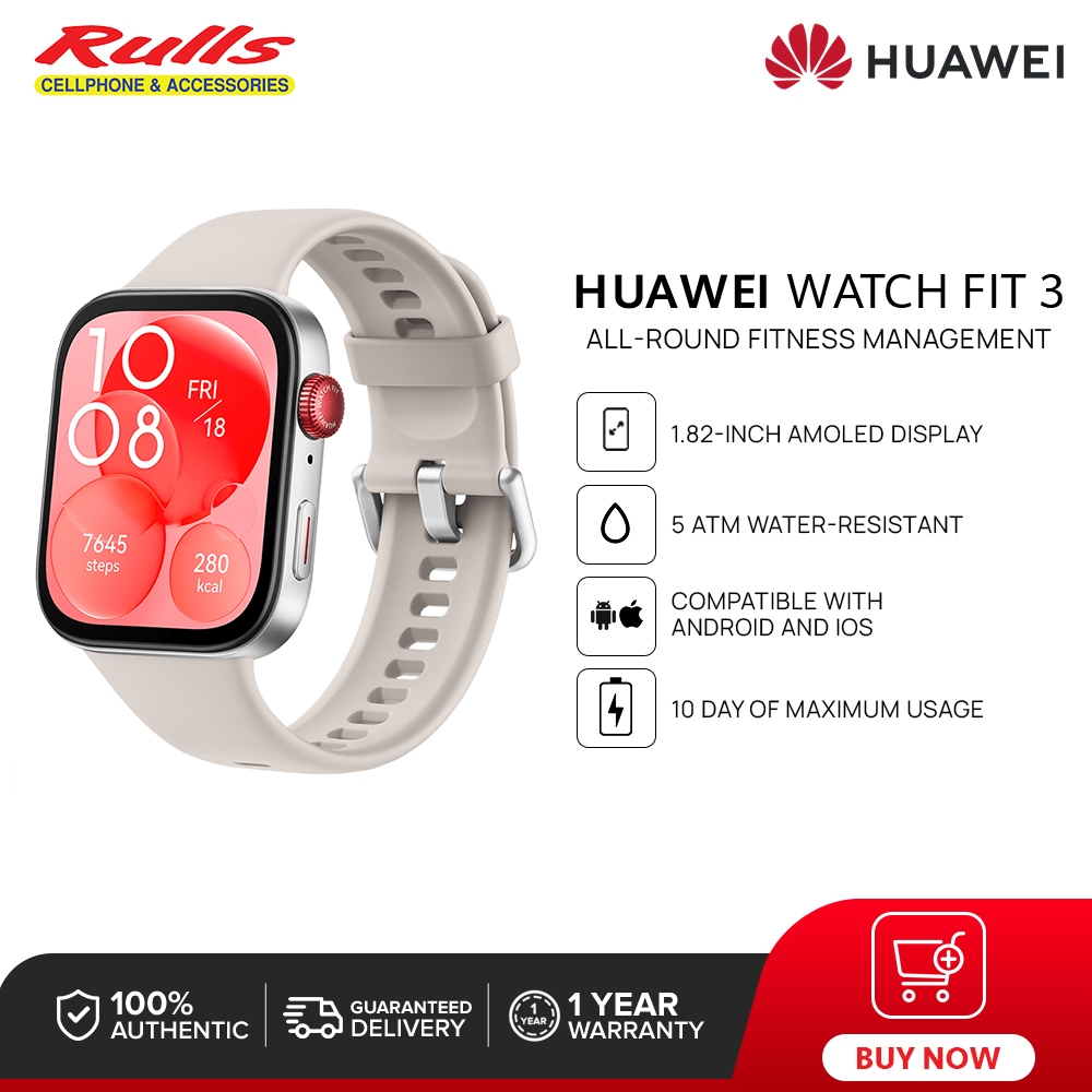 HUAWEI WATCH FIT 3 Smartwatch | 1.82 inch AMOLED | 5 ATM water ...