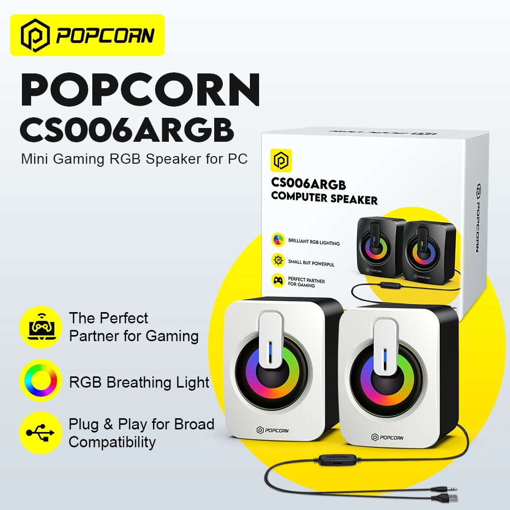 Popcorn Mini PC RGB Desktop Gaming Speaker Laptop Surround Stereo ...