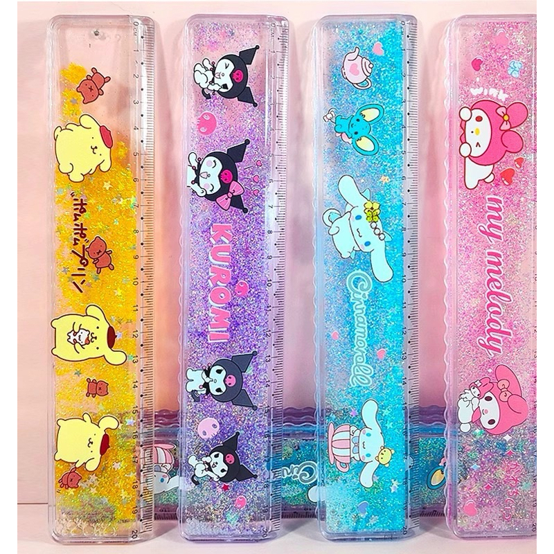 Cartoon ruler oil quicksand ruler transparent thickened ruler 20cm with ...