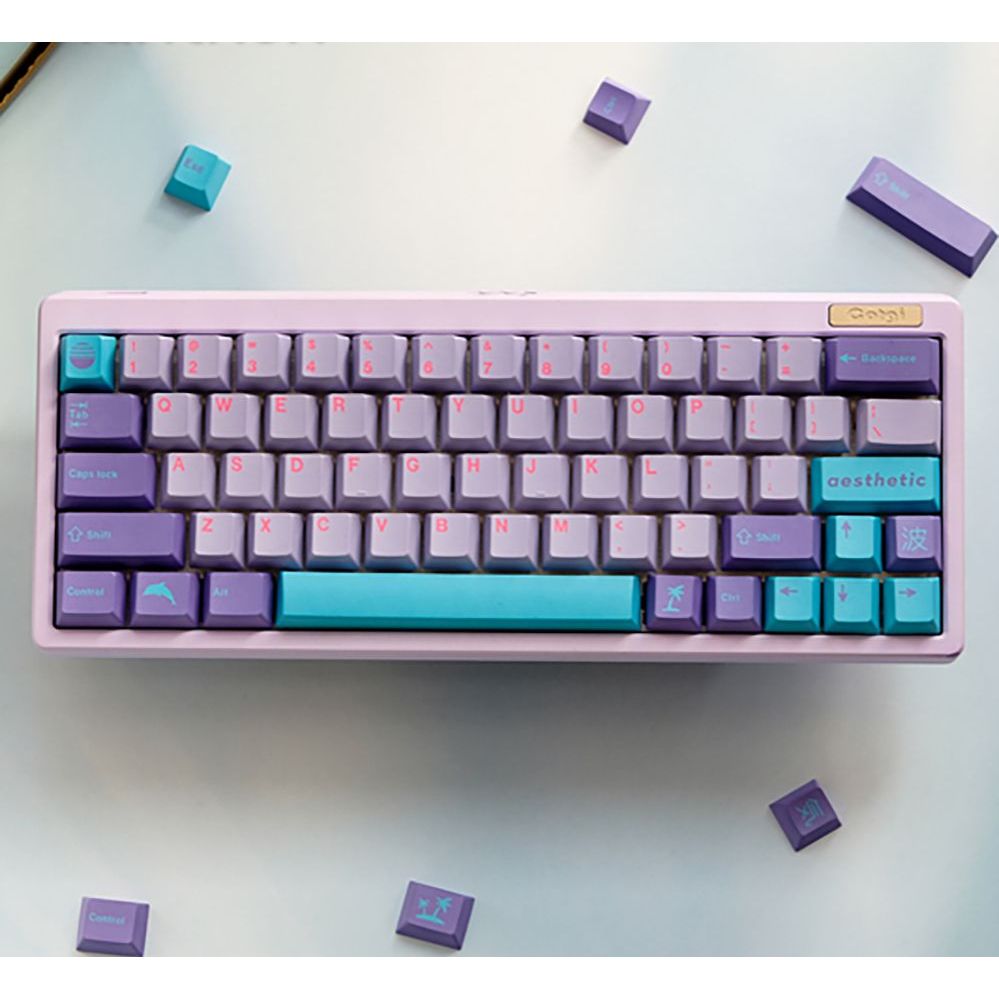 129 Keys Vaporwave Set PBT Cherry Profile Keycaps Clone | Shopee ...