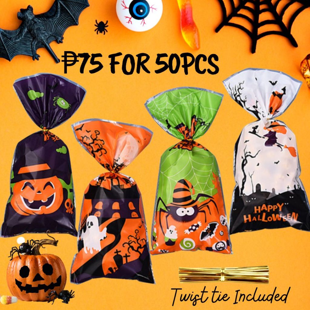 FP1748 (50PCS) 12X27 CM Halloween Trick or Treat Pumpkin Ghost Candy ...