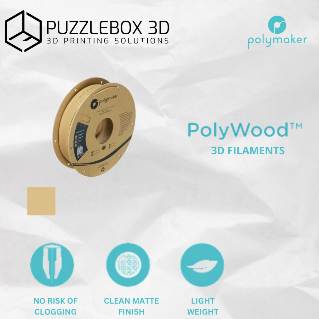 Polymaker PolyWood PLA 3D Printing Filament Wood Texture & Low Density with Foaming Technology ...
