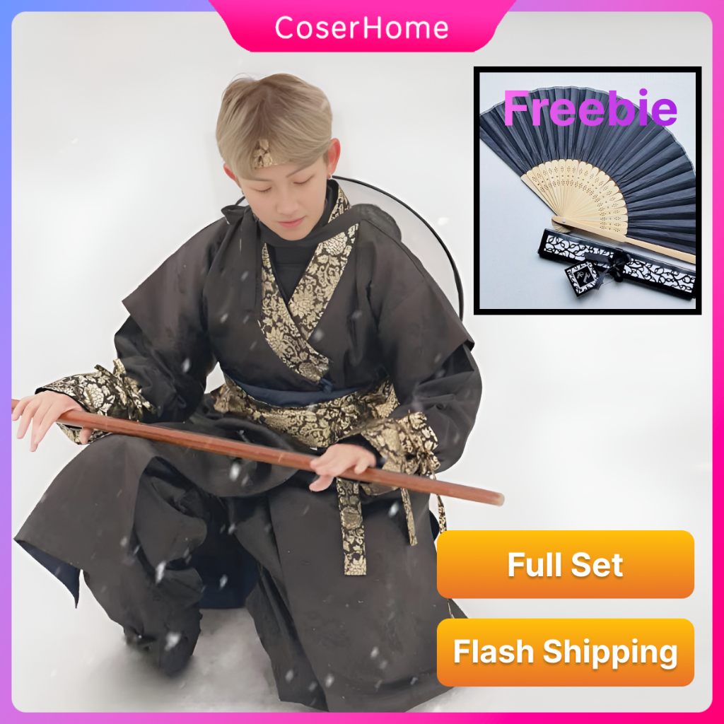 Full Set Chinese Hanfu Costume for Men Adult Black buwan ng wi Costume ...