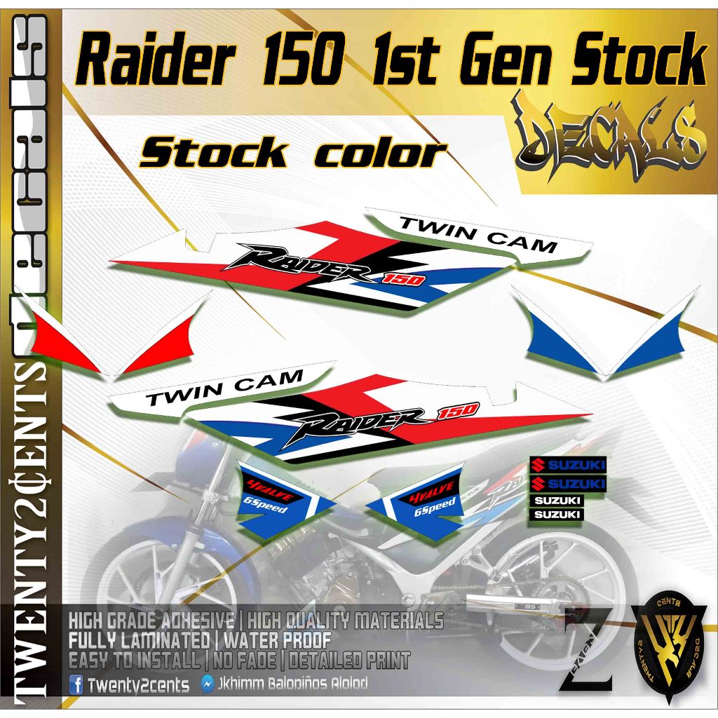 Suzuki Raider 150 1st gen High-Quality Decal Stickers ( Stock size ...