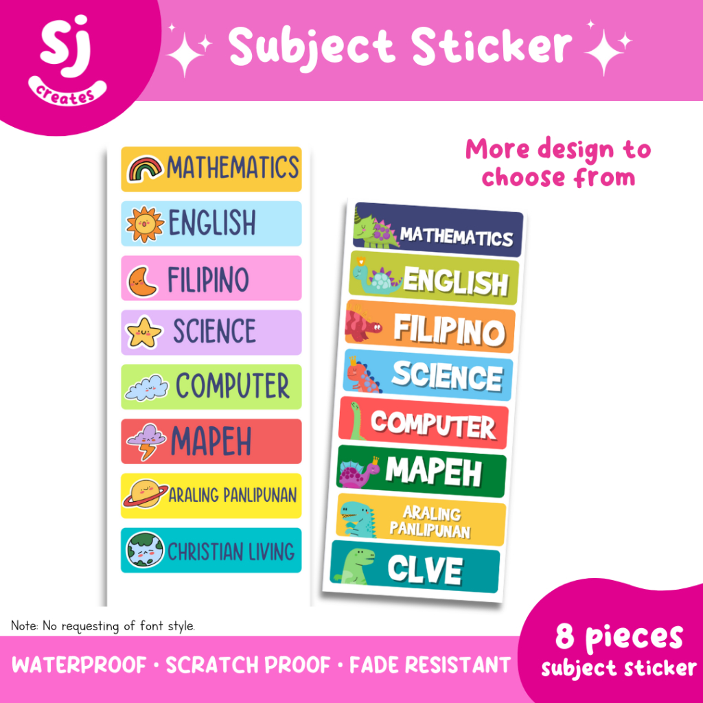 Back to School | Subject Stickers Label | Shopee Philippines