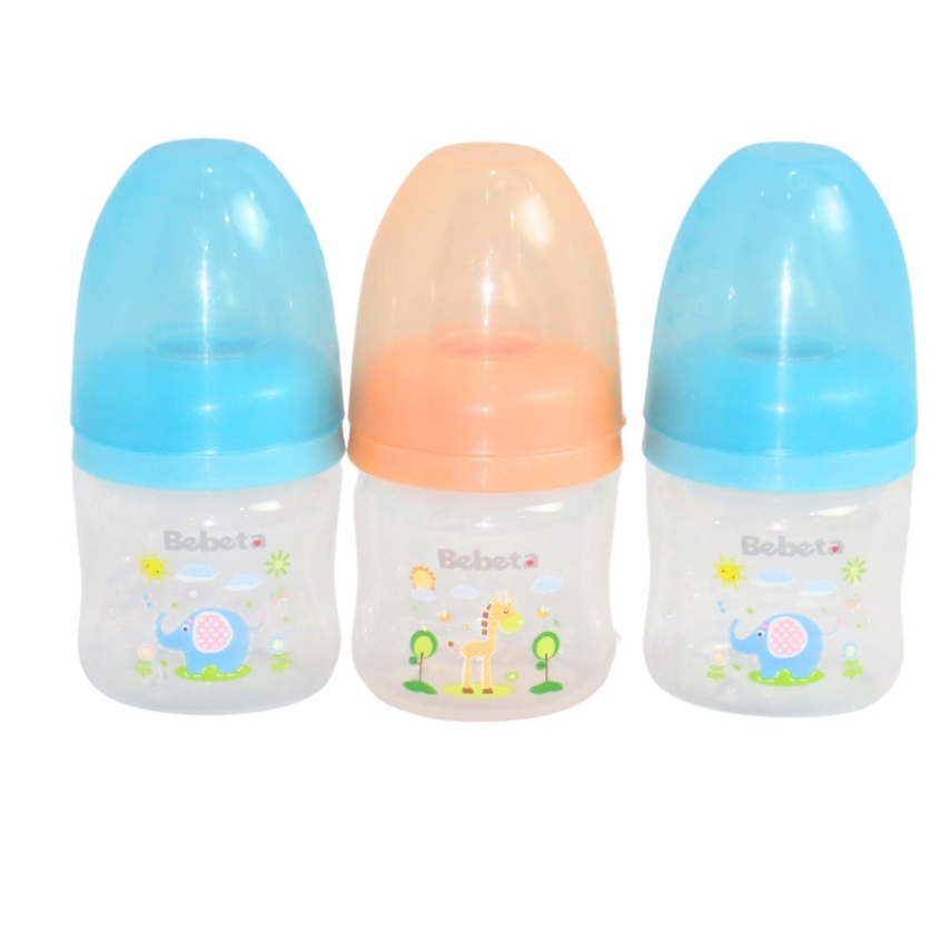 Bebeta Regular Neck Feeding Bottle Blue 2oz 3pcs 60ML | Shopee Philippines