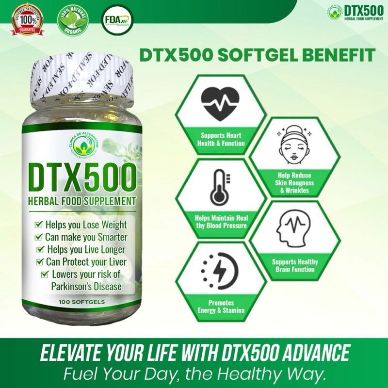 DTX 500 SOFTGEL HERBAL FOOD SUPPLEMENT FDA APPROVED | Shopee Philippines