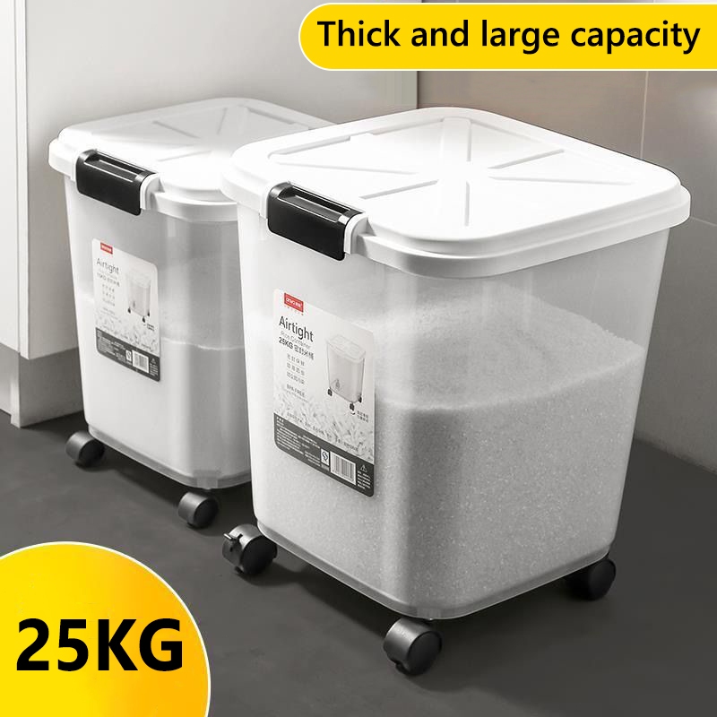High-Capacity Rice Dispenser 25 kg Rice Storage Airtight Dog Food ...