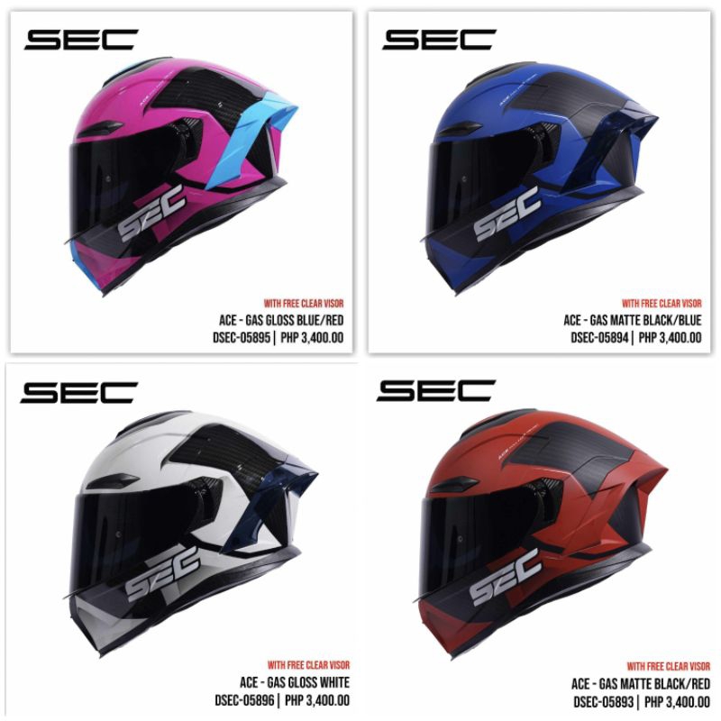 SEC ACE GAS FULL FACE DUAL VISOR | Shopee Philippines