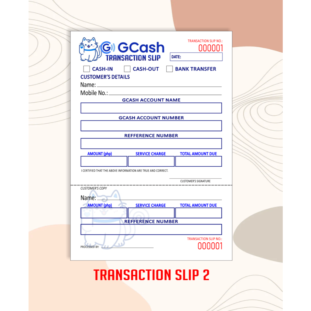 GCASH Transaction Slip with Customer Copy | Shopee Philippines
