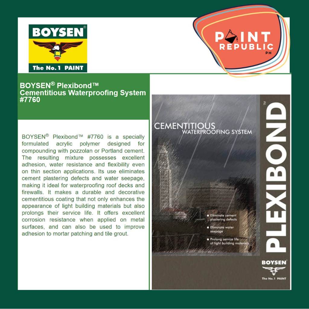 BOYSEN PLEXIBOND CEMENTITIOUS WATERPROOFING SYSTEM #7760 - 16L (TIN ...