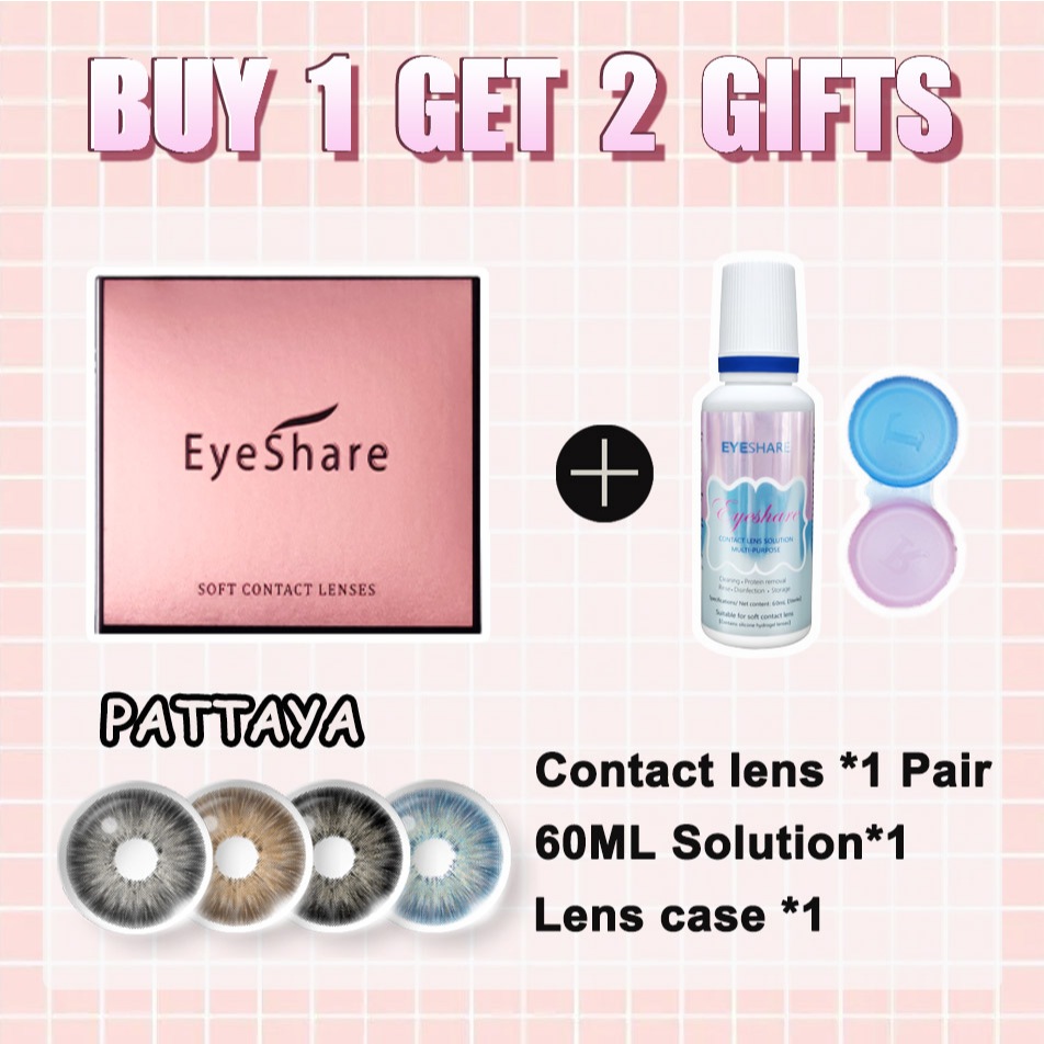【Buy 1 get 2 free】EYESHARE Pattaya series 2pcs contact lens + Solution ...