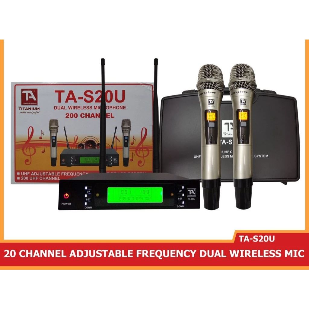 Titanium Audio TA-S20U Dual Wireless Microphone / 20 UHF Channel / KTV Microphone / 200 UHF ...