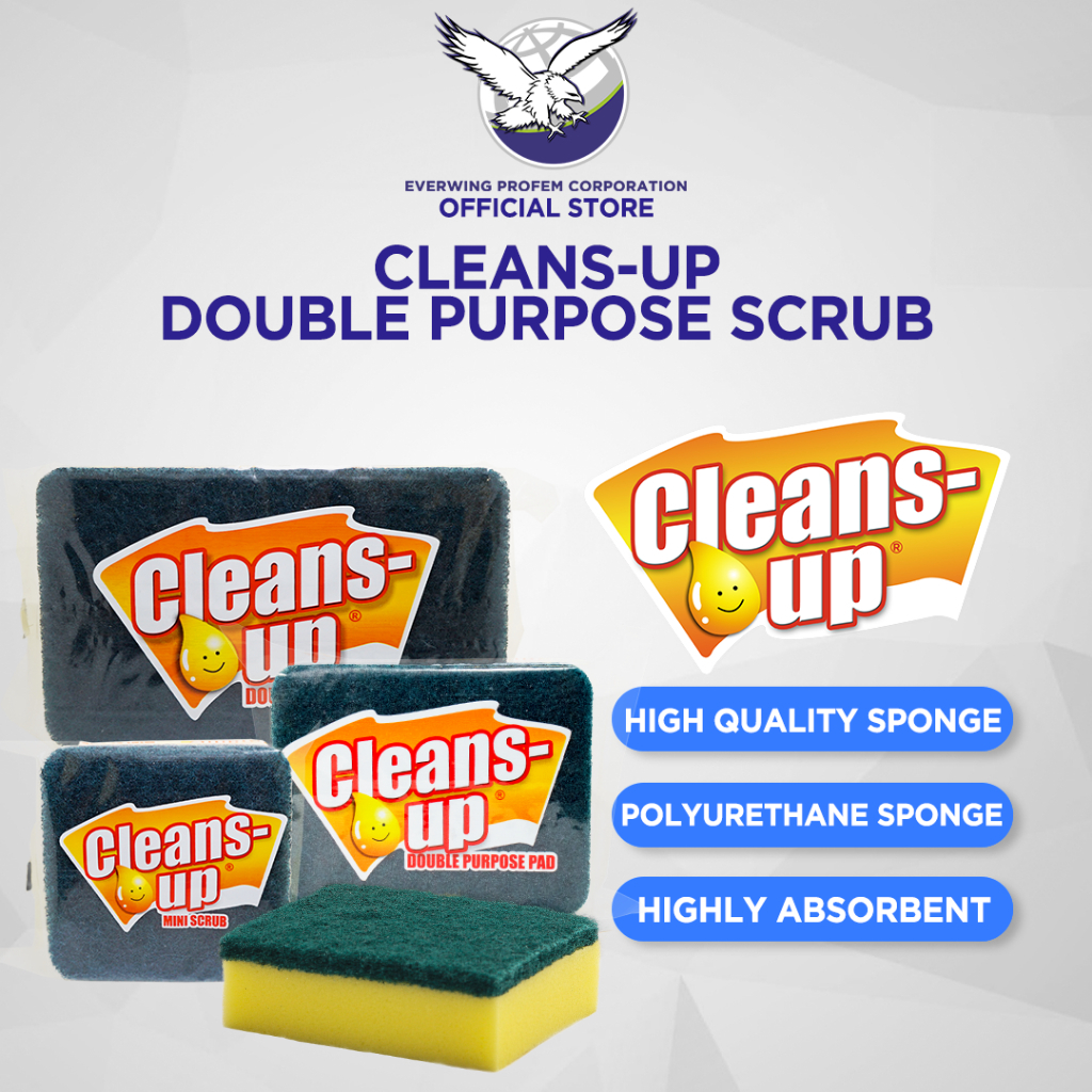 Cleans Up Double Purpose Pad Dish Sponges (Cleans Dishes) (Mini, Small, Big with Scrubber Scour ...