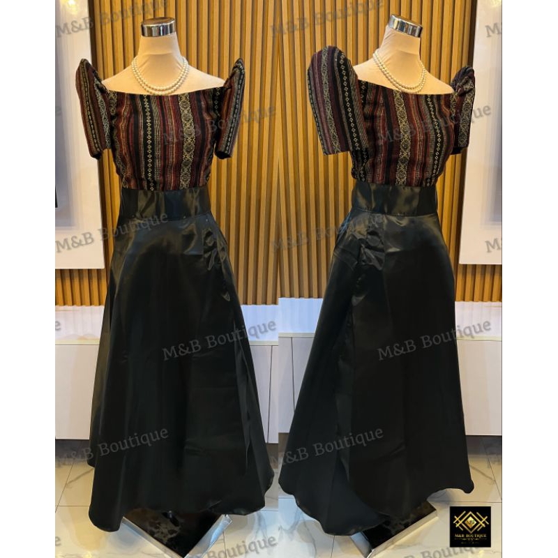 Formal Skirt with Ribbon/Slit / Modern Inabel Ethnic Blouse | Shopee ...
