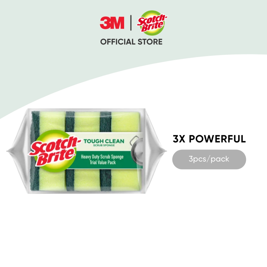 3M™ Scotch Brite® Tough Clean Scrub Sponge Trial 3 pcs/VP 100mm x 70mm ...