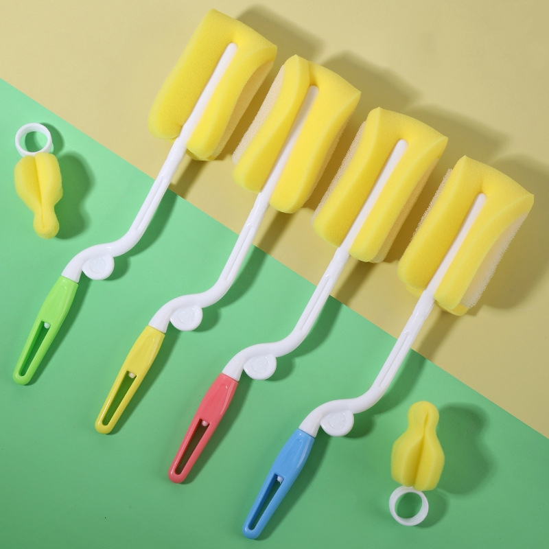 Baby Bottle Cleaner Dual Sponge Brush Set Pacifier Nipple Cleaner Soft ...