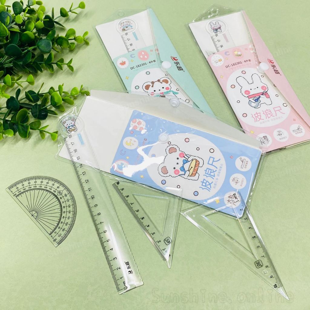 #DC-182301 4in1 Cute Design Stationery Transparent Ruler Set School ...