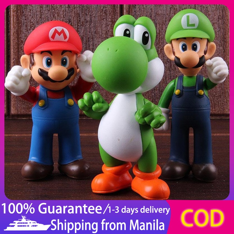 3pcs/Set 10cm Super Mario Bros Mario Luigi Lassiter Series Pvc Action ...