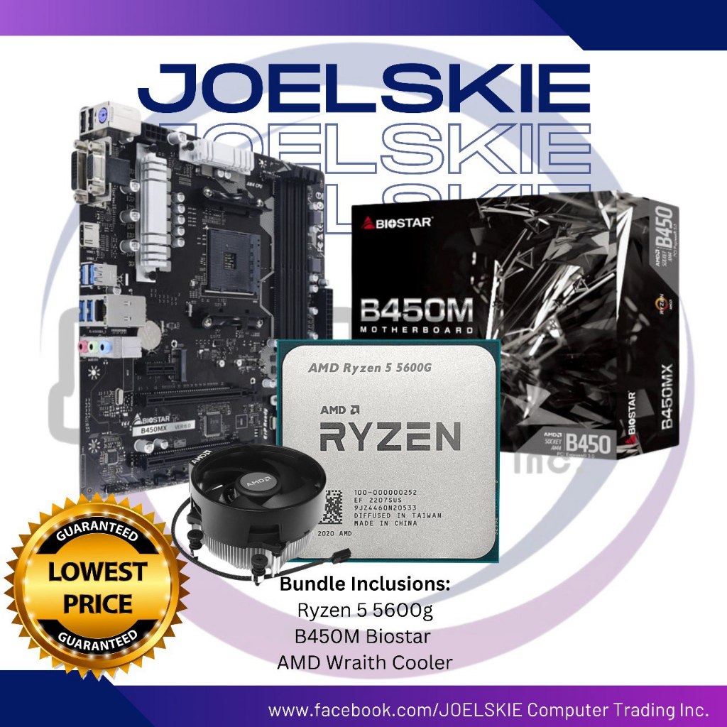 AMD Ryzen 5 5600G Socket Am4 3.9GHz with Radeon Vega 7 Processora+B450M ...