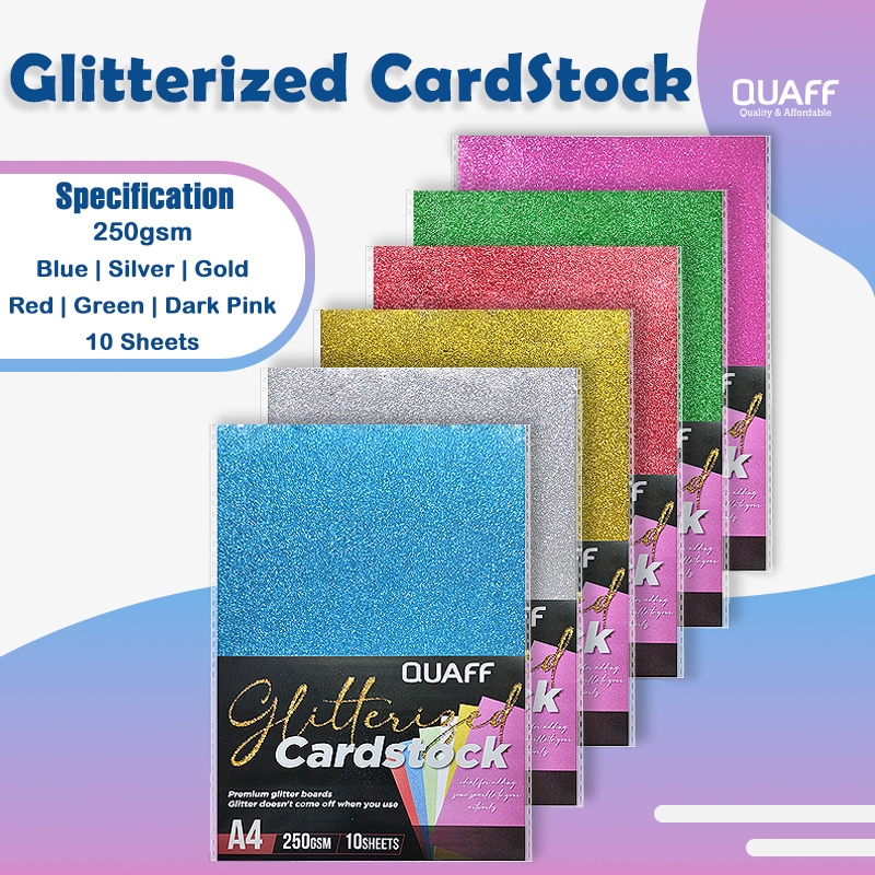 Quaff A4 Size Glitter Cardstock Paper 250gsm 10sheets DIY Scrapbooking ...