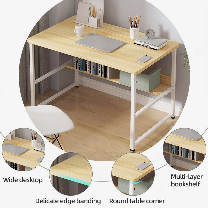 Office Table Study Table Long Computer Table Double Layer Storable ...