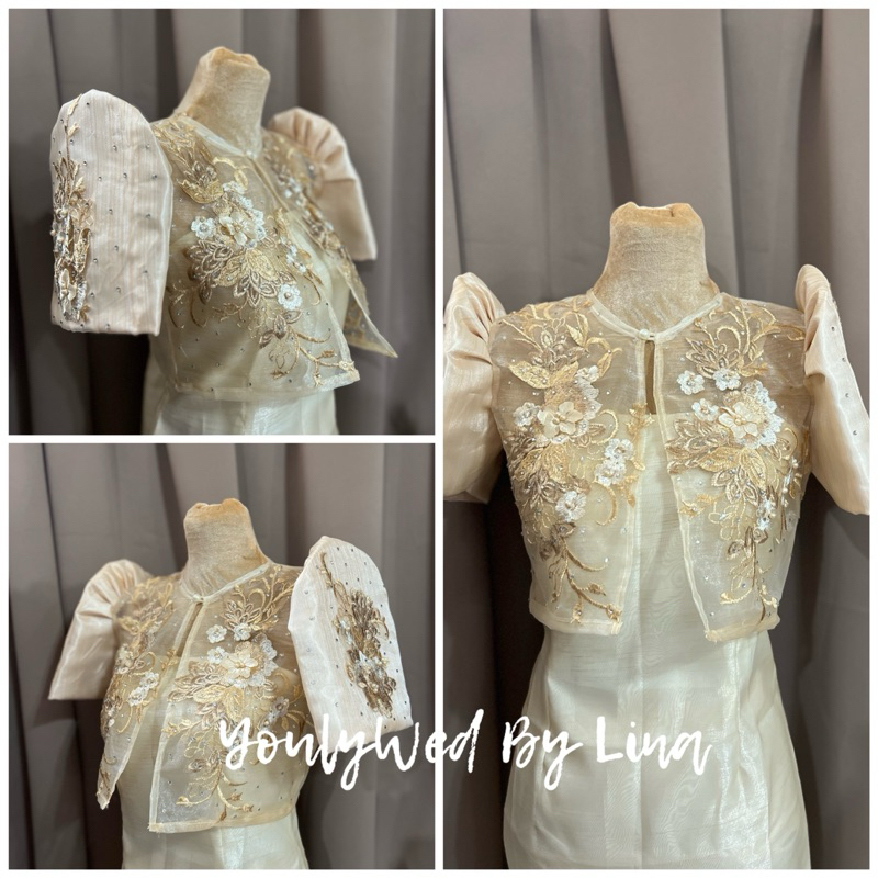 Modern Filipiniana Bolero Croptop With Inner (Mestisa Sleeve) | Shopee ...