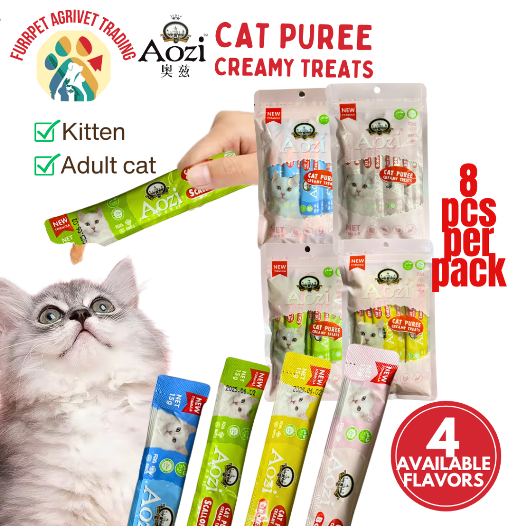 Aozi Puree Cat Creamy Treats 15g x 8 pcs PER PACK | Shopee Philippines