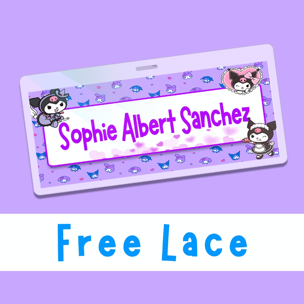 Kuromi inspired NAME TAG Laminated free lace for school personalized ...
