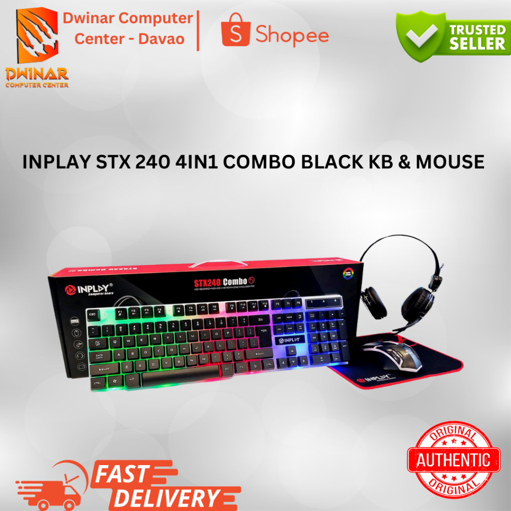 INPLAY STX 240 4IN1 COMBO BLACK KB & MOUSE | Shopee Philippines