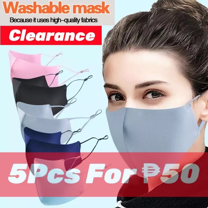 【5Pcs 50₱】Adjustable Ice Silk washable Masks Washable Anti Dust Face ...