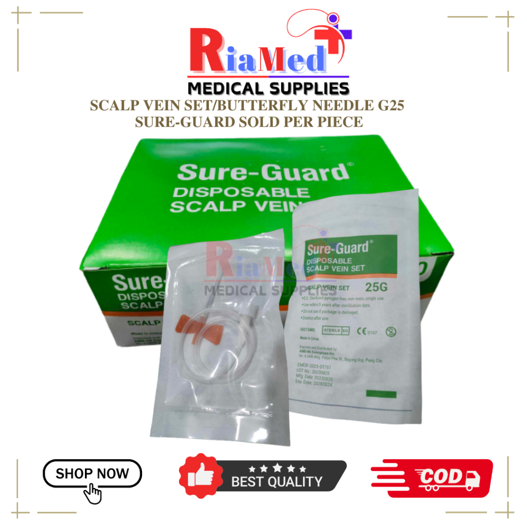 SURE-GUARD SCALP VEIN SET/BUTTERFLY NEEDLE G25 sold per piece | Shopee ...
