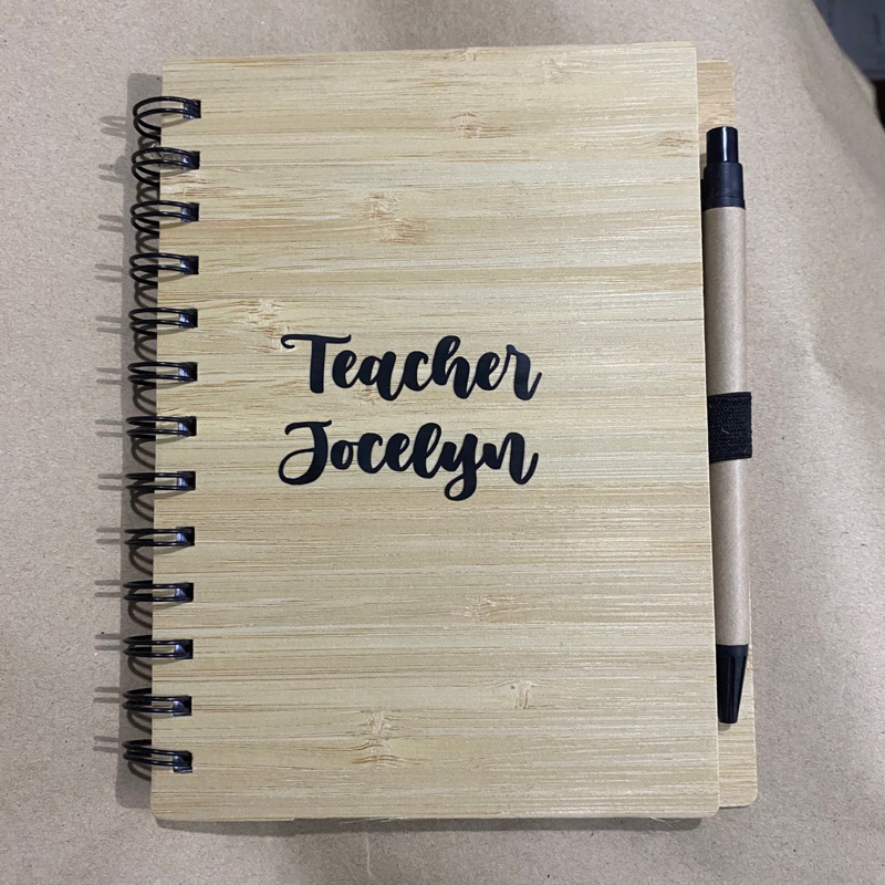 Customized Bamboo Notebook with Pen | Shopee Philippines