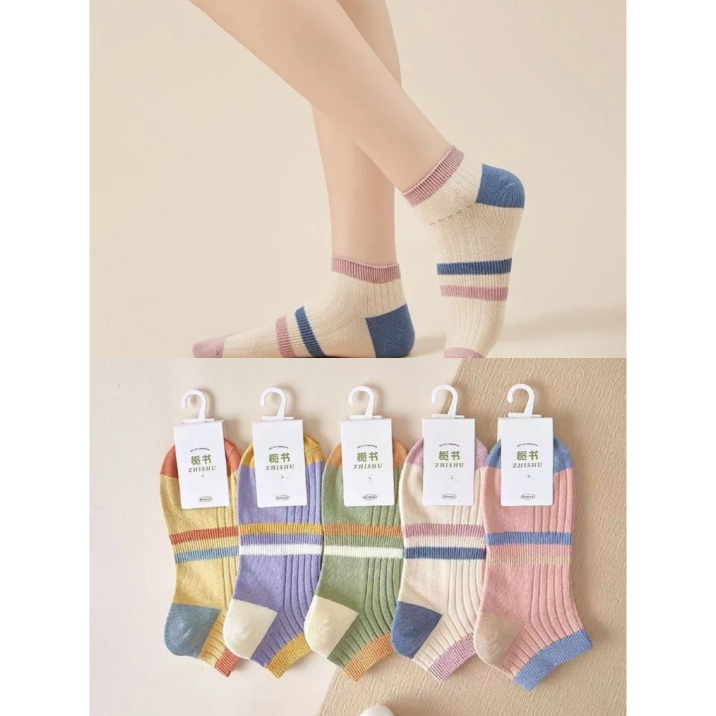 Set Of 5Pairs Korean Iconic Women Foot Wear Ankle Length Low Cut Plain ...