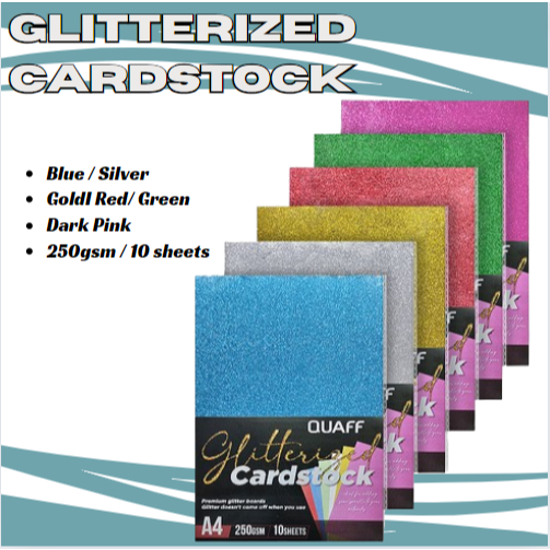 Glitterized Cardstock/board 250gsm A4 10sheets Assorted Colors | Shopee ...