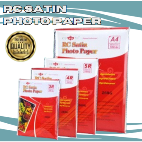 CUYI RC Satin Photo Paper 260gsm A4 | 5R | 4R | 3R Size Resin Coated ...