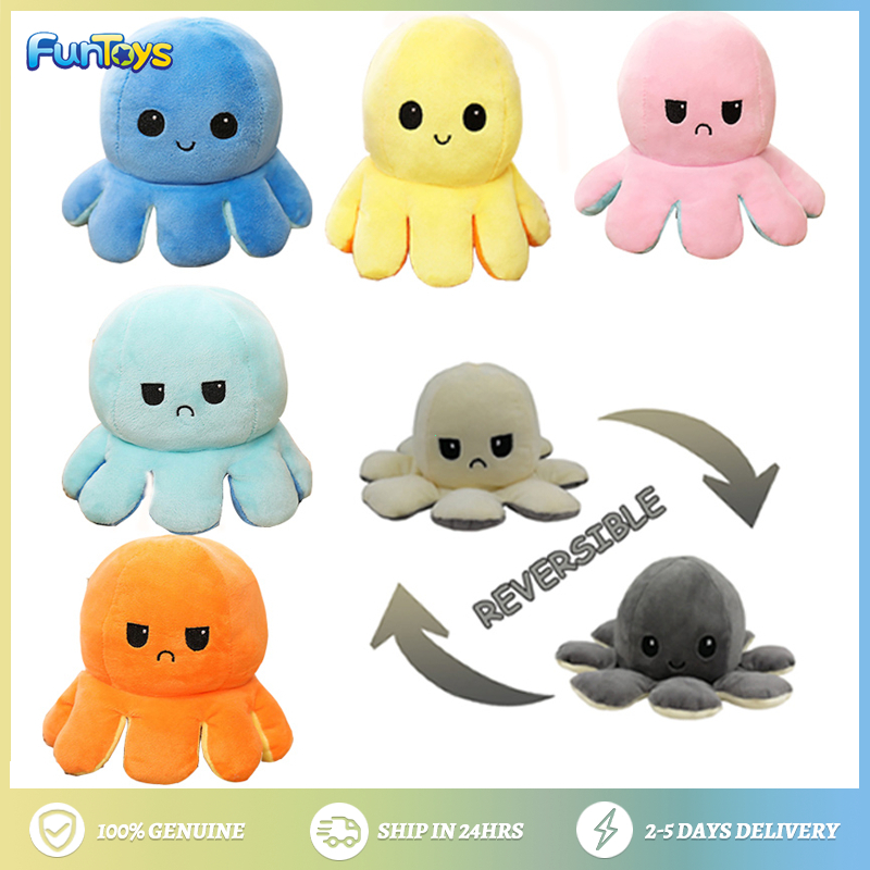 FunToy Double-sided Reversible Flip Octopus Plush Doll Soft Simulation ...