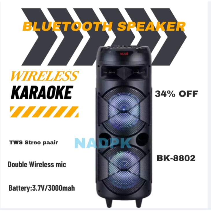 BK-8802 Wireless Bluetooth Speaker with Free Wireless Microphone (32 inches height) | Shopee ...