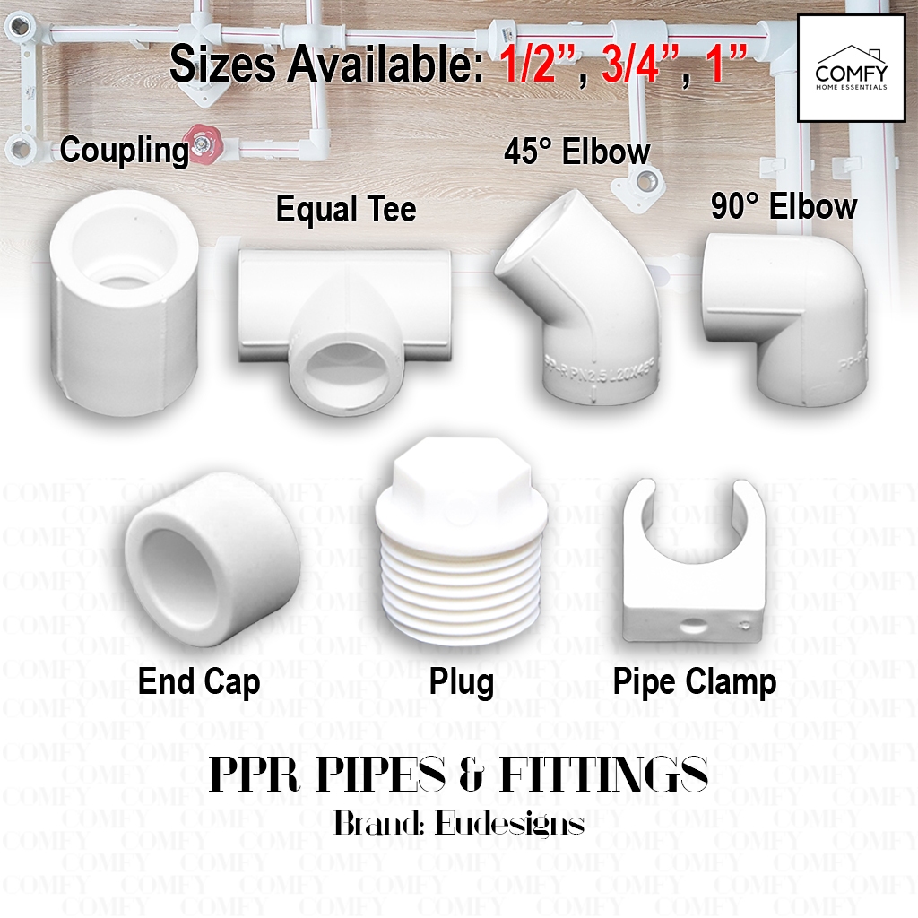PPR Pipe Fittings Plain, Coupling, Elbow 90°, Elbow 45°, Equal Tee, End Cap, Plug, Footed Pipe ...