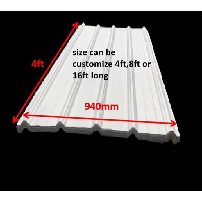 4FT UPVC THERMOPLASTIC ROOFING, RIB TYPE UPVC ROOF WHITE 1.5mm | Shopee ...