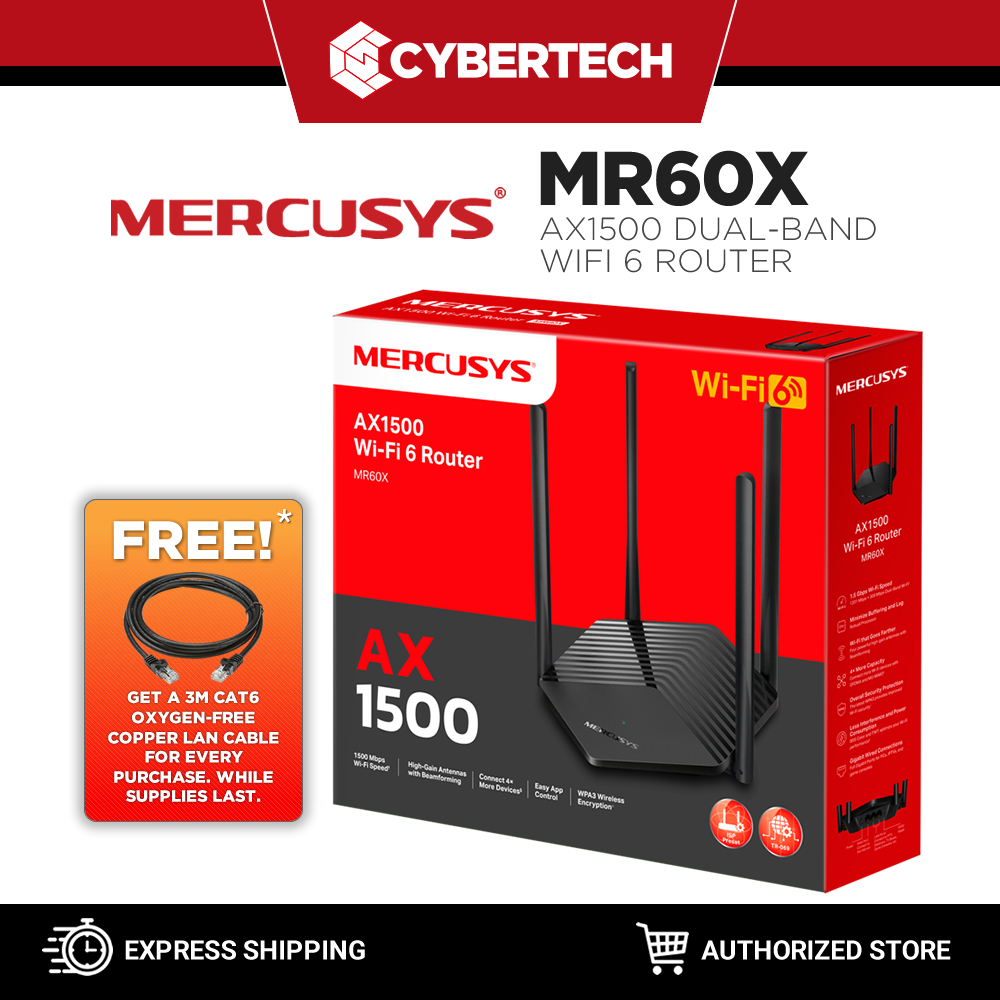 Cybertech Mercusys MR60X AX1500 WiFi 6 Router | Shopee Philippines