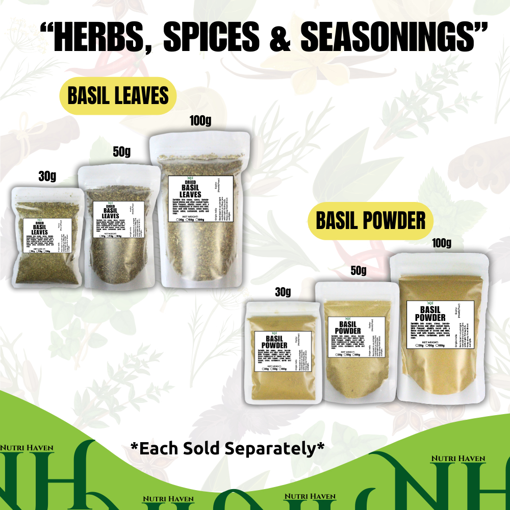 DRIED BASIL LEAVES and BASIL POWDER herbs and spices tingi size 30g ...