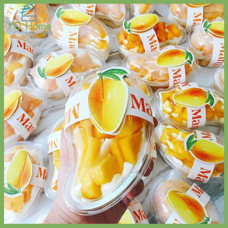 50Pcs/Free stickers Transparent Desserts Mango Shaped Bakery Boxes Mini ...